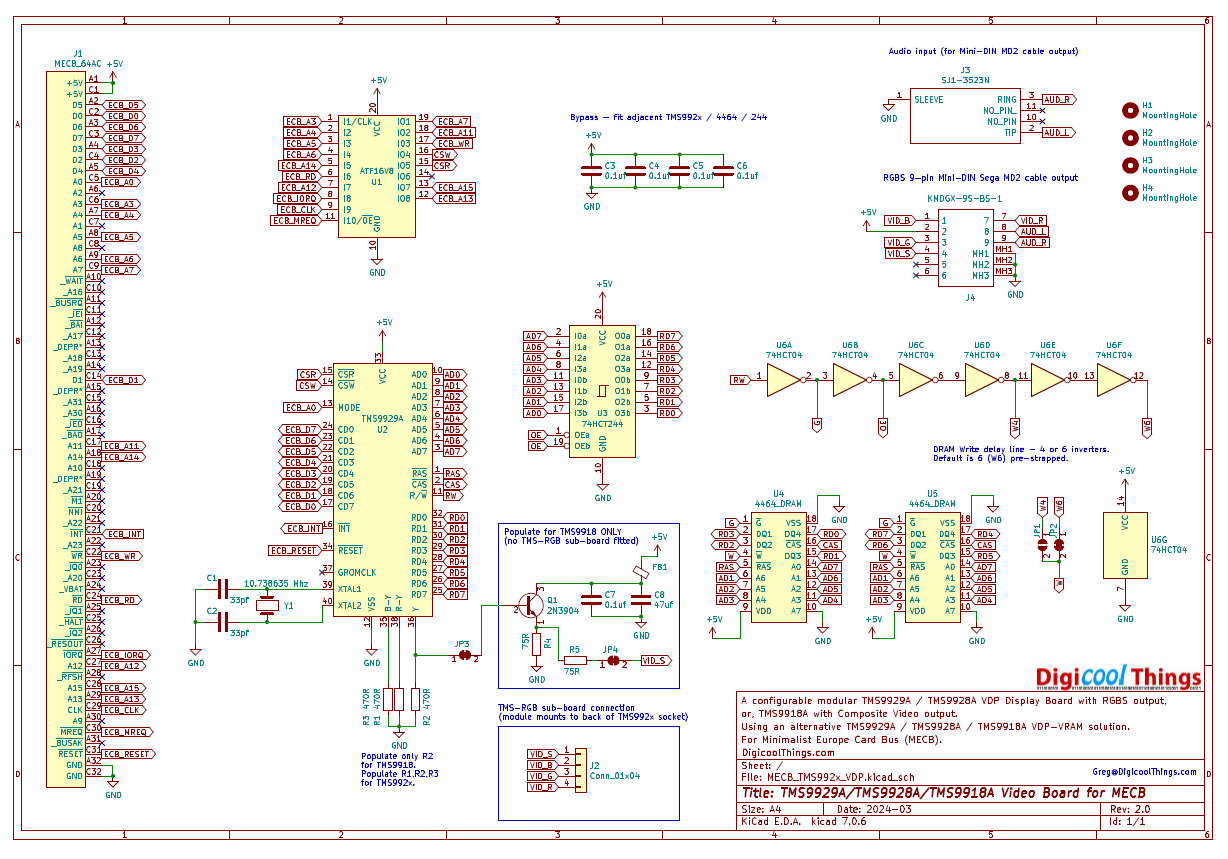 Minimalist Europe Card Bus (MECB) – TMS992x or TMS9918 VDP Display Card ...