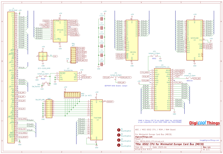 Minimalist Europe Card Bus (MECB) – MOS 6502 or WDC W65C02 CPU Card - Digicool Things
